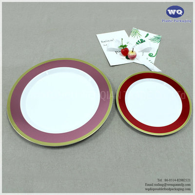 Disposable 7.5 Inch 10Inch PS Plastic Dinner Plate,Golden Rim Plate,Plastic Dinner Plates,Durable Plastic Plates Seller supplier