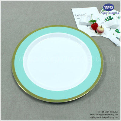 Disposable 7.5 Inch 10Inch PS Plastic Dinner Plate,Golden Rim Plate,Plastic Dinner Plates,Durable Plastic Plates Seller supplier