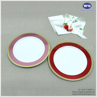 Disposable 7.5 Inch 10Inch PS Plastic Dinner Plate,Golden Rim Plate,Plastic Dinner Plates,Durable Plastic Plates Seller supplier