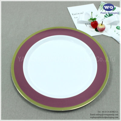 Disposable 7.5 Inch 10Inch PS Plastic Dinner Plate,Golden Rim Plate,Plastic Dinner Plates,Durable Plastic Plates Seller supplier