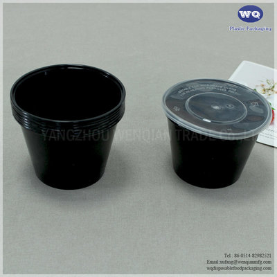 850ml Single Use PP Black Soup Bowl With Leak Proof Clear Lids-Disposable Soup Cups-Strong Disposable Bowls With Lids supplier