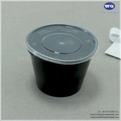 850ml Single Use PP Black Soup Bowl With Leak Proof Clear Lids-Disposable Soup Cups-Strong Disposable Bowls With Lids supplier