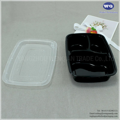 Plastic 3 Compartments Bento Box-Disposable Food Storage Containers-Disposable Plastic Containers-Disposable Lunch Boxes supplier