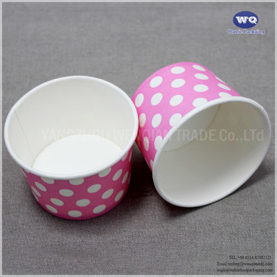 Wholesale Custom Logo Disposable  5.5-Ounce Pink Ice Cream Wood Pulp Paper Bowls For Dessert-Disposable Ice Cream Cups supplier