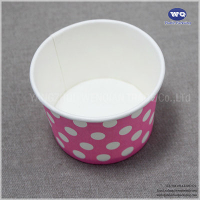 Wholesale Custom Logo Disposable  5.5-Ounce Pink Ice Cream Wood Pulp Paper Bowls For Dessert-Disposable Ice Cream Cups supplier