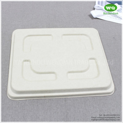 3-Compartments Unbleached Biodegradable  Sugarcane Pulp Tray With Lid,Renewable Resources Biodegradable Food Containers supplier