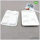 5 Compartments Unbleached Bagasse Tray-China Factory Offer Eco-friendly Fast Food Box Container Tray for Hot Foods supplier