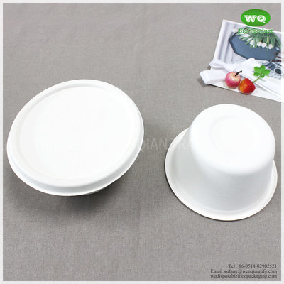 Biodegradable Bleached Color 700ml Sugarcane Pulp Soup Bowl With Lid-Low Carbon Footprint Disposable Fast Food Package supplier