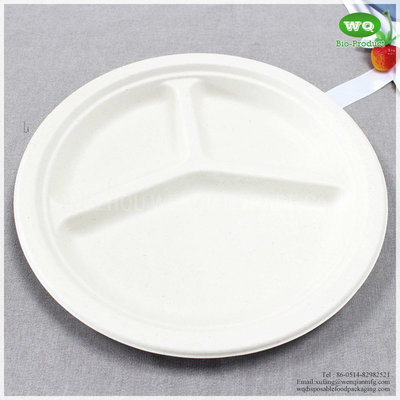 Biodegradable Sugarcane 10 Inch 3-Compartments Plate-HeavyDuty Plate, Natural Disposable Bagasse Plate for Party,Picnic supplier