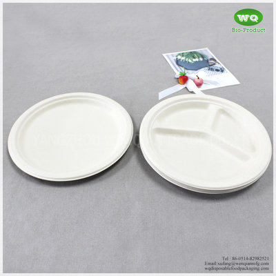 Biodegradable Sugarcane 10 Inch 3-Compartments Plate-HeavyDuty Plate, Natural Disposable Bagasse Plate for Party,Picnic supplier