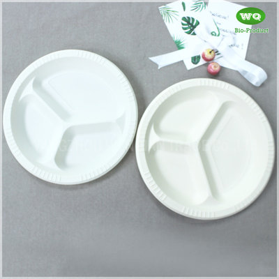 Eco-Friendly Natural Plant 10 Inch 3-Compartments -Disposable Bioplastic 10 Inch Plate-Biodegradable Plastic Party Plate supplier