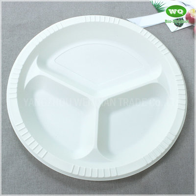 Eco-Friendly Natural Plant 10 Inch 3-Compartments -Disposable Bioplastic 10 Inch Plate-Biodegradable Plastic Party Plate supplier