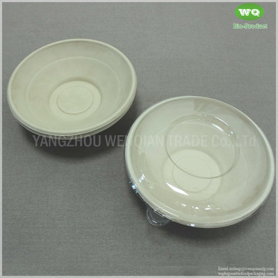 32oz Biodegradable Sugarcane Pulp Bowl With Clear PET Lid Edge Trimming Sugarcane Bagasse Pulp  Salad Bowl With Lid supplier