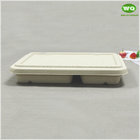 5-Coms Biodegradable Rectangle Tray With Lid-Bagasse Sugarcane Fiber Tableware-Low Carbon Footprint Disposable Tray supplier