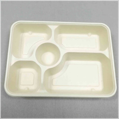 5-Coms Biodegradable Rectangle Tray With Lid-Bagasse Sugarcane Fiber Tableware-Low Carbon Footprint Disposable Tray supplier