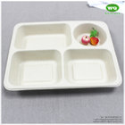 Disposable 4-Compartments Unbleached Bagasse Tray With Lid-Biodegradable Containers / Bento Box / Meal Prep Containers supplier