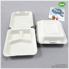 8x8 Inch Three Compartments Compostable Sugarcane Fiber Disposable Lunch Box-Disposable Food Packaging Manufacturer supplier