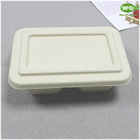 Biodegradable Wheat starw Fiber Atural Bagasse Fibers Sugarcane Paper 700ml Rectangular Pulp 2-Coms Meal Boxes With Lid supplier