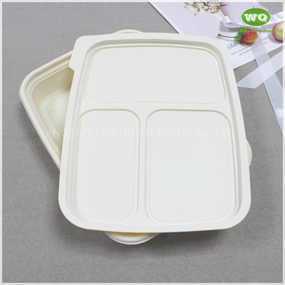 850ml 3-Coms Biodegradable Corn Starch Lunch Box ,Factory Price Food Container for street food and food to go Caterers supplier