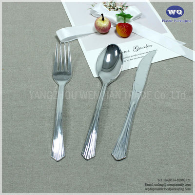 7 Inch Silver Plastic Silverware-Premium Heavyweight Disposable Utensils-Heavy Duty Flatware For Parties, Weddings supplier