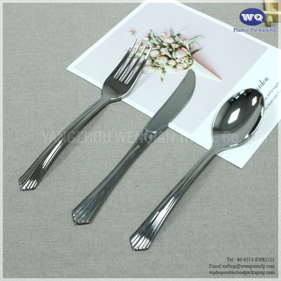 7 Inch Silver Plastic Silverware-Premium Heavyweight Disposable Utensils-Heavy Duty Flatware For Parties, Weddings supplier