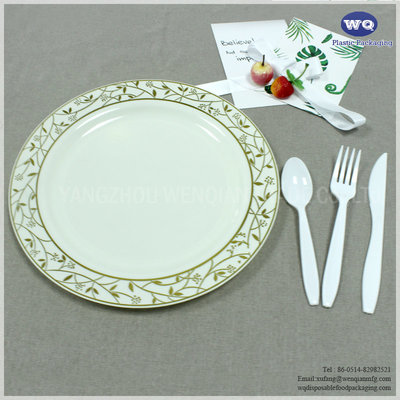 Wholesale 10.25 Inch  Plastic Plates, Heavy Duty Disposable Plates,best customer service elegant gold plastic plates supplier