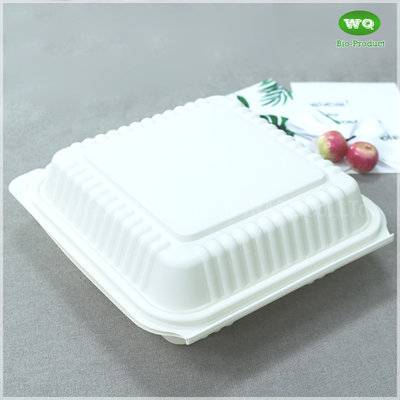 8*8/9*9 Inch Corn Starch Lunch Box It Saves Oil Resource Microwave Safe Plastic Disposable Lunch Box supplier