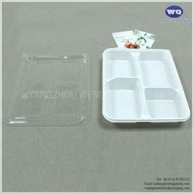 Disposable 4-Compartments Plastic Food Container With Lid Healthy Food Storage Disposable Plastic  Lunch Box supplier