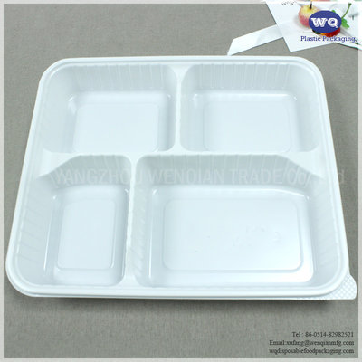 Disposable 4-Compartments Plastic Food Container With Lid Healthy Food Storage Disposable Plastic  Lunch Box supplier