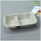 Biodegradable Unbleached 3-7 Lunch Box with Clear PET Lid- Eco-friendly Paper Pulp Bagasse Takeaway Food Containers supplier