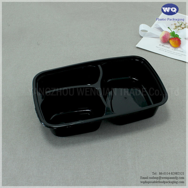 Plastic 3 Compartments Bento Box-Disposable Food Storage Containers-Disposable Plastic Containers-Disposable Lunch Boxes supplier