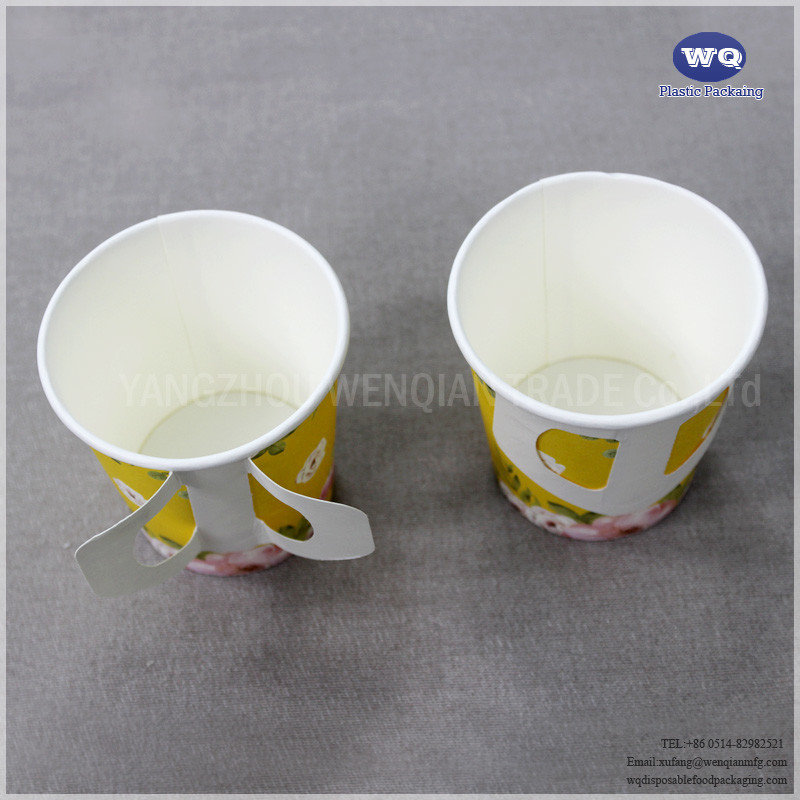 Disposable 6oz Handle Paper Cup Custom Printed  With Handle-Custom Printed Paper Coffee Cups-takeaway paper coffee cup supplier