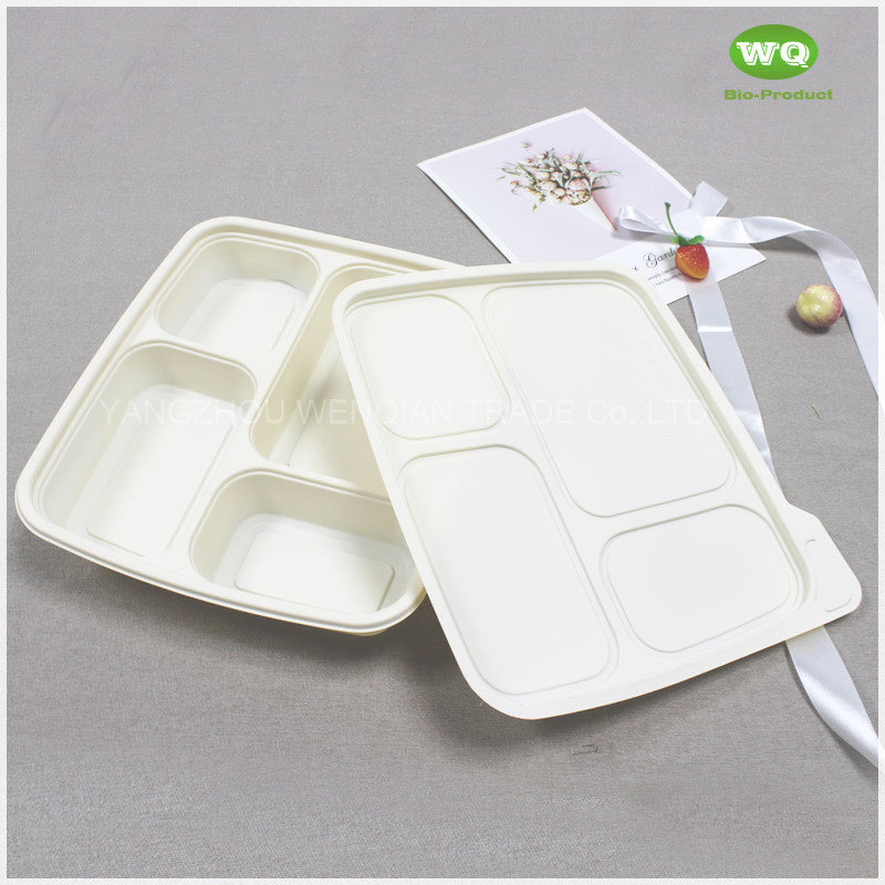 Eco-Friendly 4-Coms 900ml Corn Starch Lunch Box,A Renewable Resource China Factory Offered Disposable Takeout Containers supplier