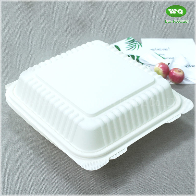 8*8/9*9 Inch Corn Starch Lunch Box It Saves Oil Resource Microwave Safe Plastic Disposable Lunch Box supplier
