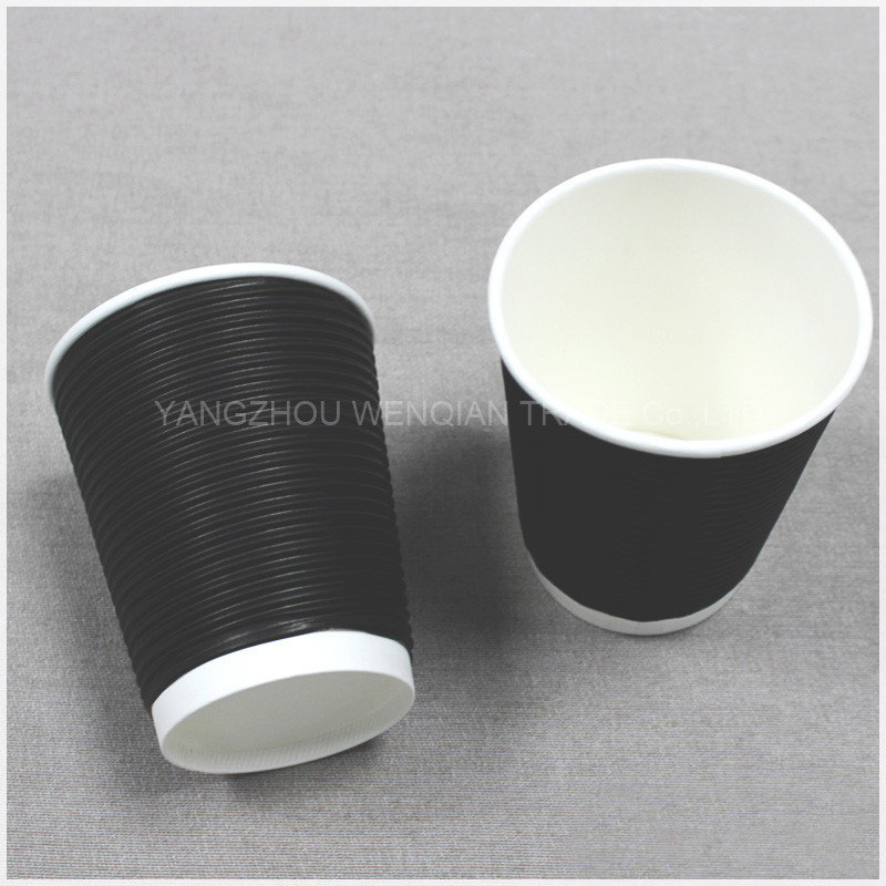 12oz Ripple Wall Coffee Paper Cup Custom Logo , Leak Proof Disposable Paper Cup For Hot Drink supplier